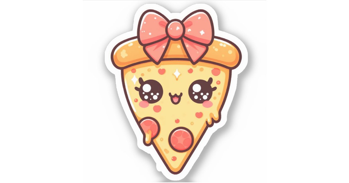 Slice of Happiness Cute Kawaii Pizza Sticker | Zazzle