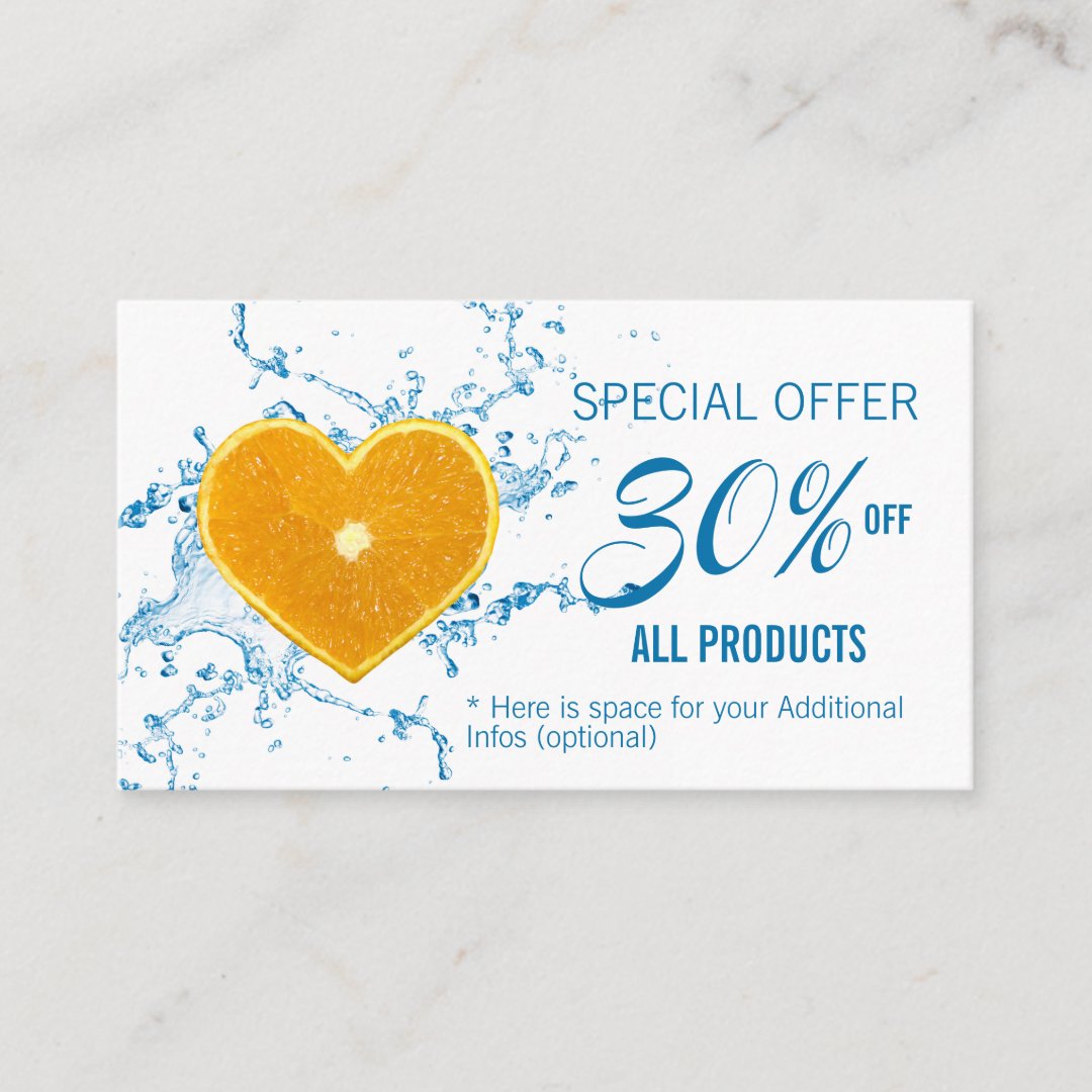 Slice of Heart-Shaped Orange Discount Card | Zazzle