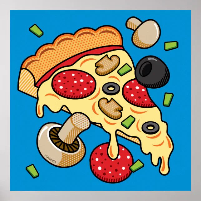 Slice of Pizza with Toppings Poster | Zazzle