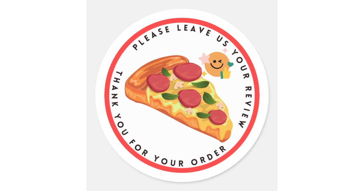 Slice Pizza Smile Emoticon Leave Review Thank You Classic Round Sticker ...