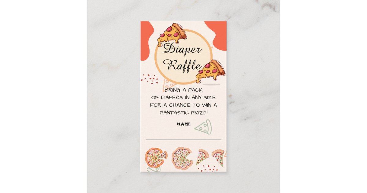 Slice Pizza Time diaper raffle Enclosure Card | Zazzle