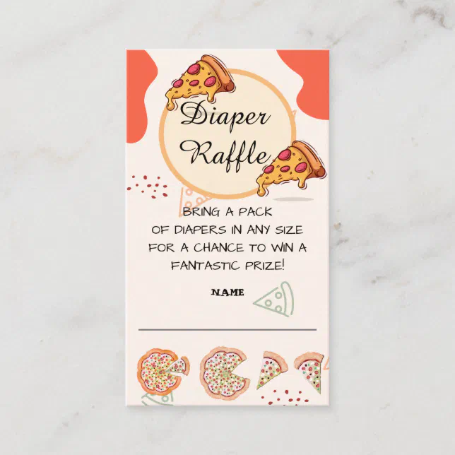 Slice Pizza Time diaper raffle Enclosure Card | Zazzle