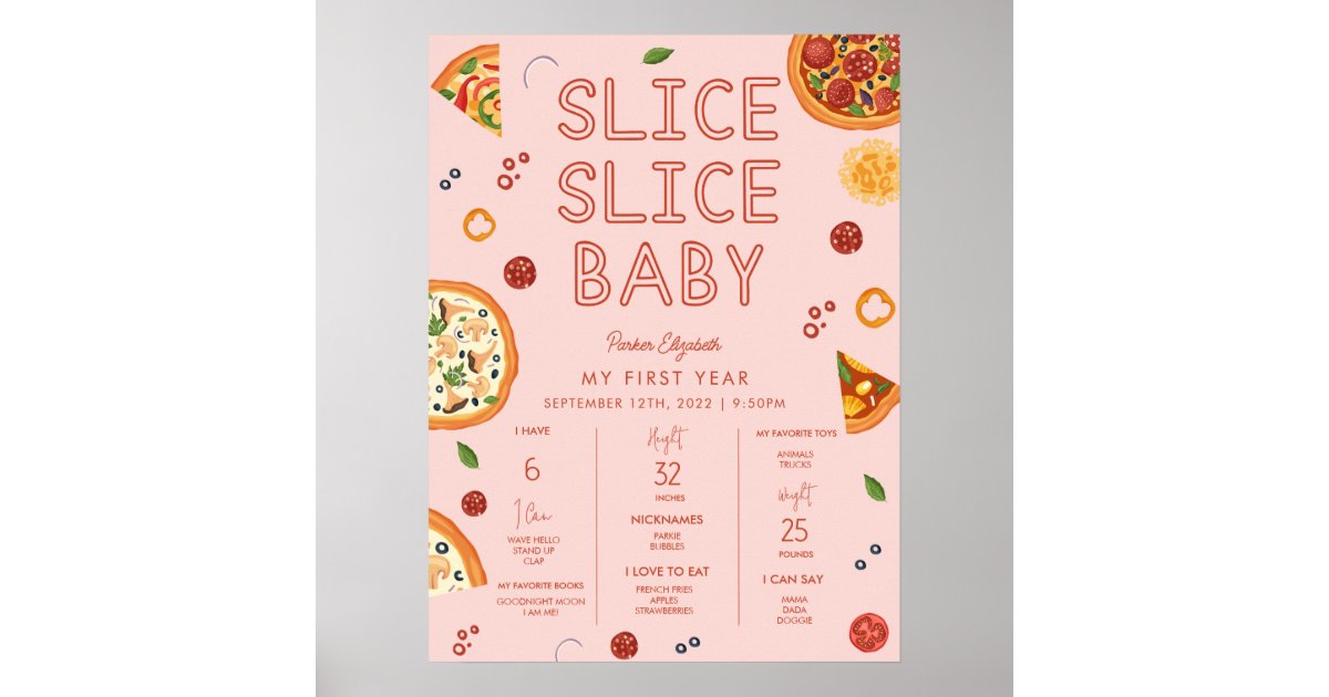Slice Slice Baby First Birthday Milestone Poster | Zazzle