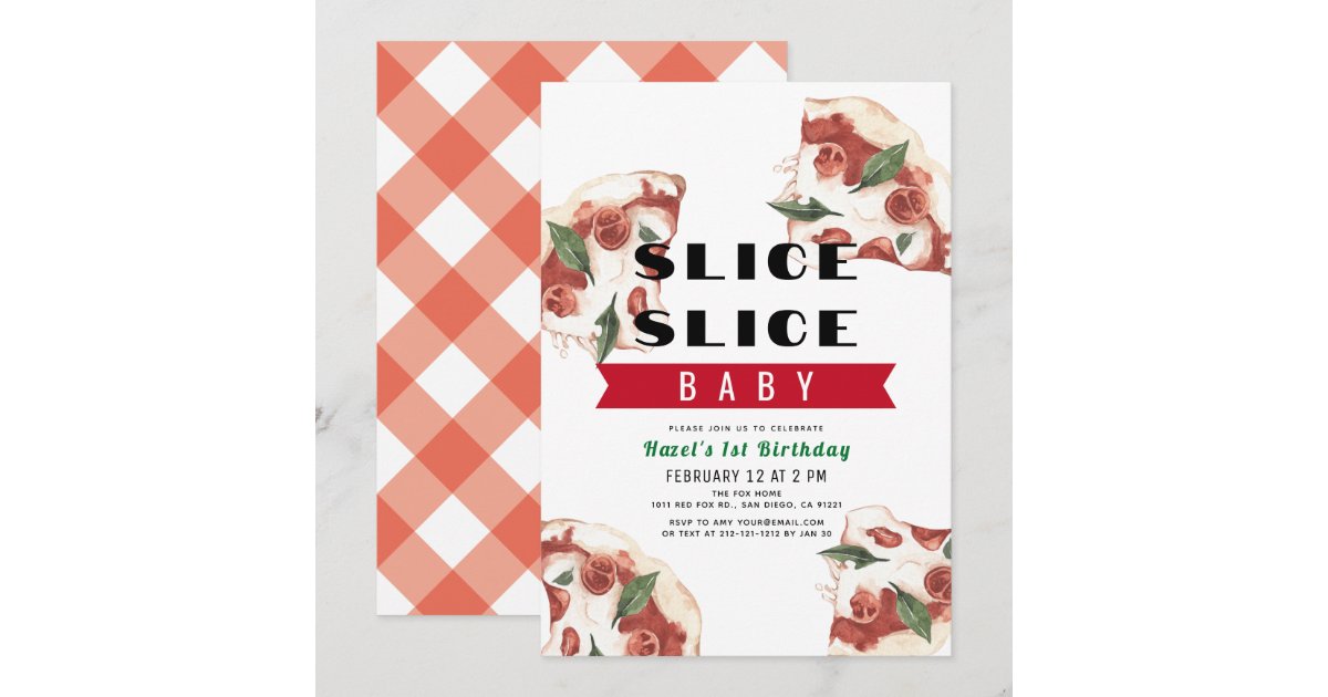 Slice Slice Baby Pizza 1st Birthday Invitation | Zazzle