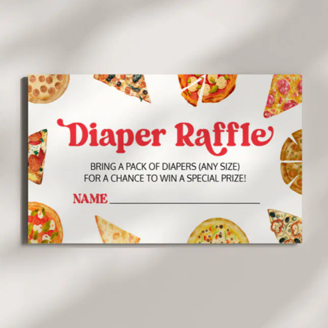 Slice Slice Baby! Pizza Baby Shower Diaper Raffle Enclosure Card | Zazzle