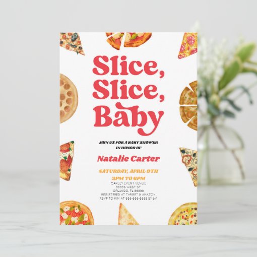 Slice, Slice, Baby! Pizza Baby Shower Invitation | Zazzle