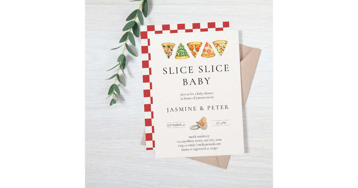 Slice Slice Baby Pizza Baby Shower Invitation | Zazzle