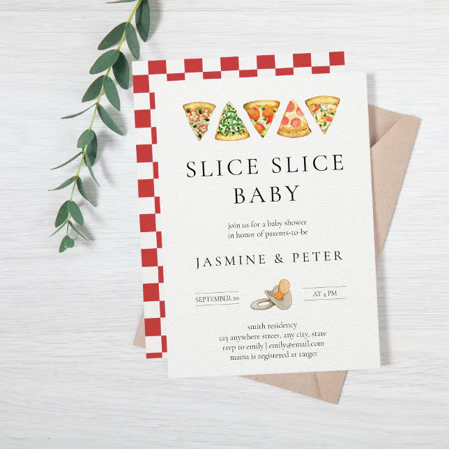 Slice Slice Baby Pizza Baby Shower Invitation | Zazzle
