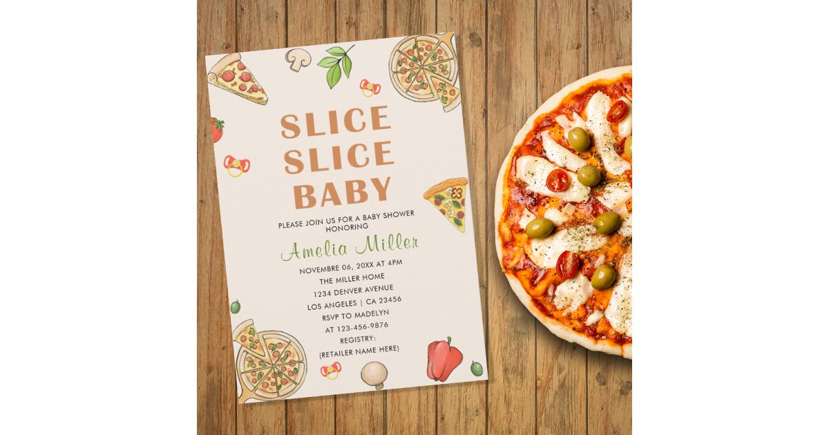 Slice Slice Baby Pizza Baby Shower Invitation | Zazzle