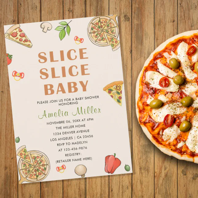Slice Slice Baby Pizza Baby Shower Invitation | Zazzle