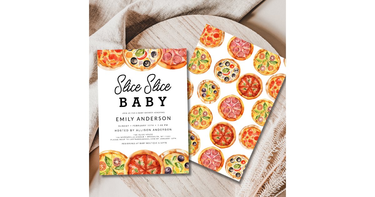 Slice Slice Baby Pizza Baby Shower Invitation | Zazzle