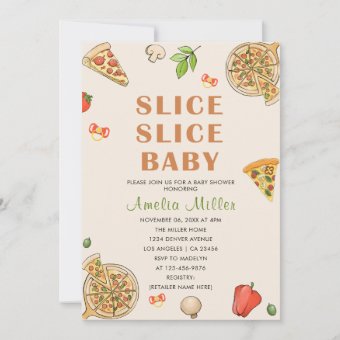 Slice Slice Baby Pizza Baby Shower Invitation | Zazzle