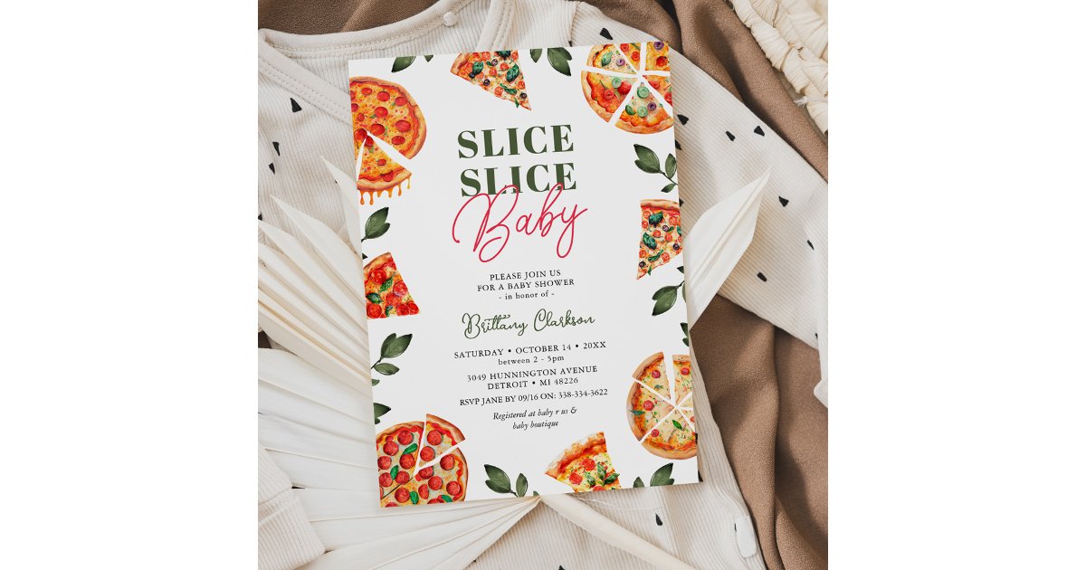 Slice Slice Pizza Baby Shower Invitation | Zazzle