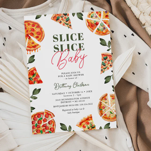 Slice Slice Pizza Baby Shower Invitation | Zazzle