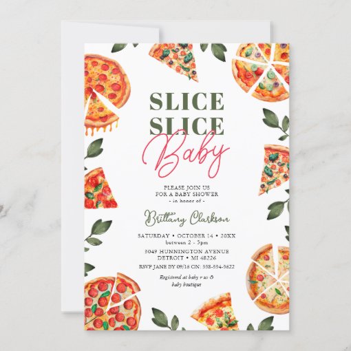 Slice Slice Pizza Baby Shower Invitation | Zazzle
