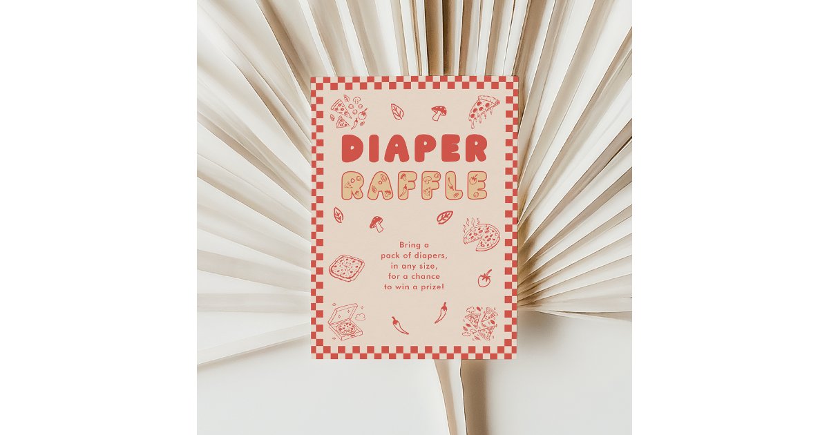 Slice Slice Pizza Diaper Raffle Baby Shower Enclosure Card | Zazzle