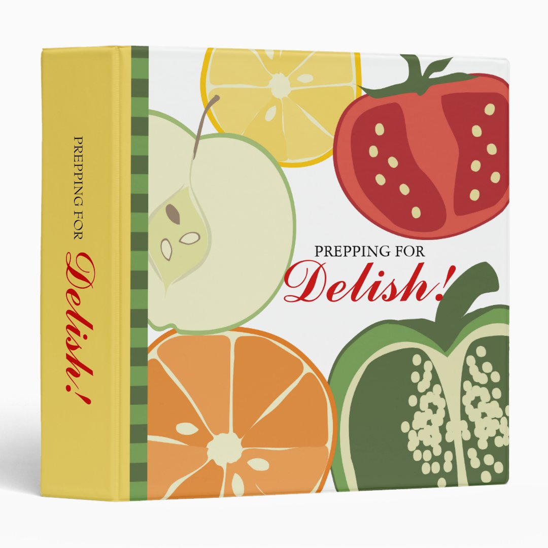 sliced fruit vegetable recipe cookbook binder | Zazzle