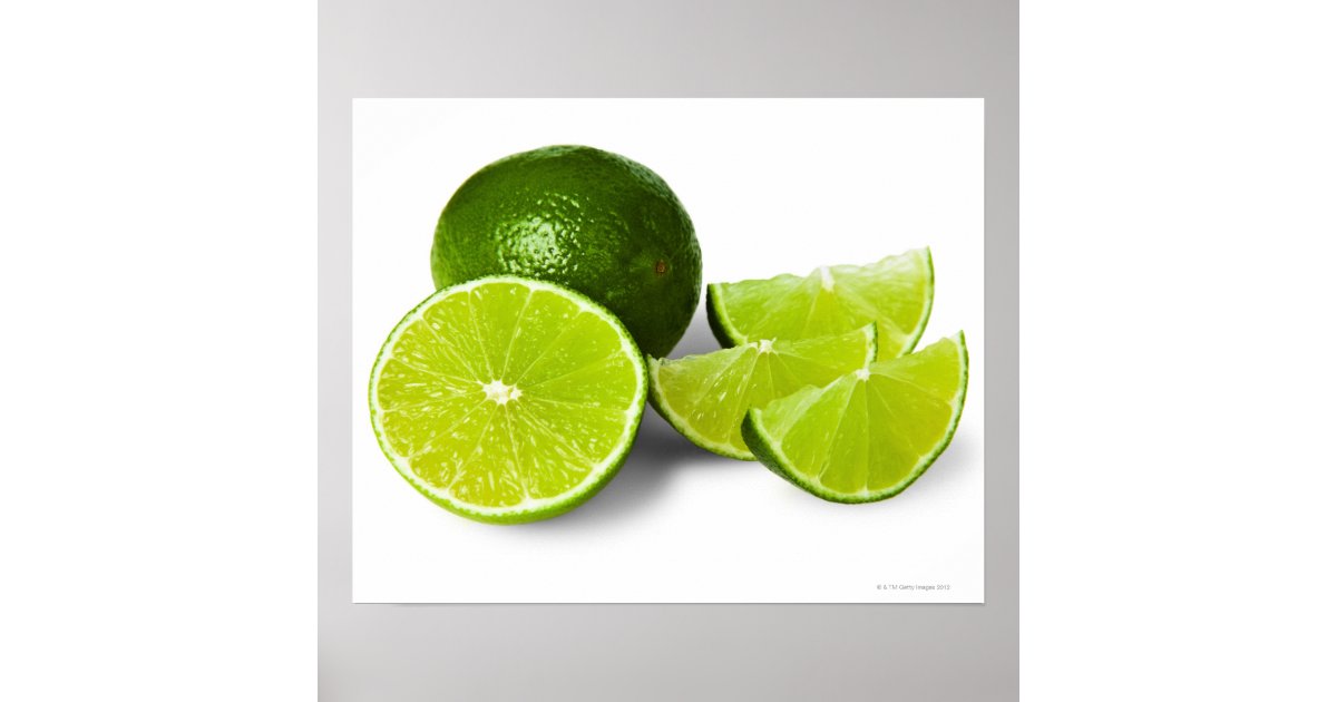 Sliced lime wedge, on white background, cut out poster | Zazzle