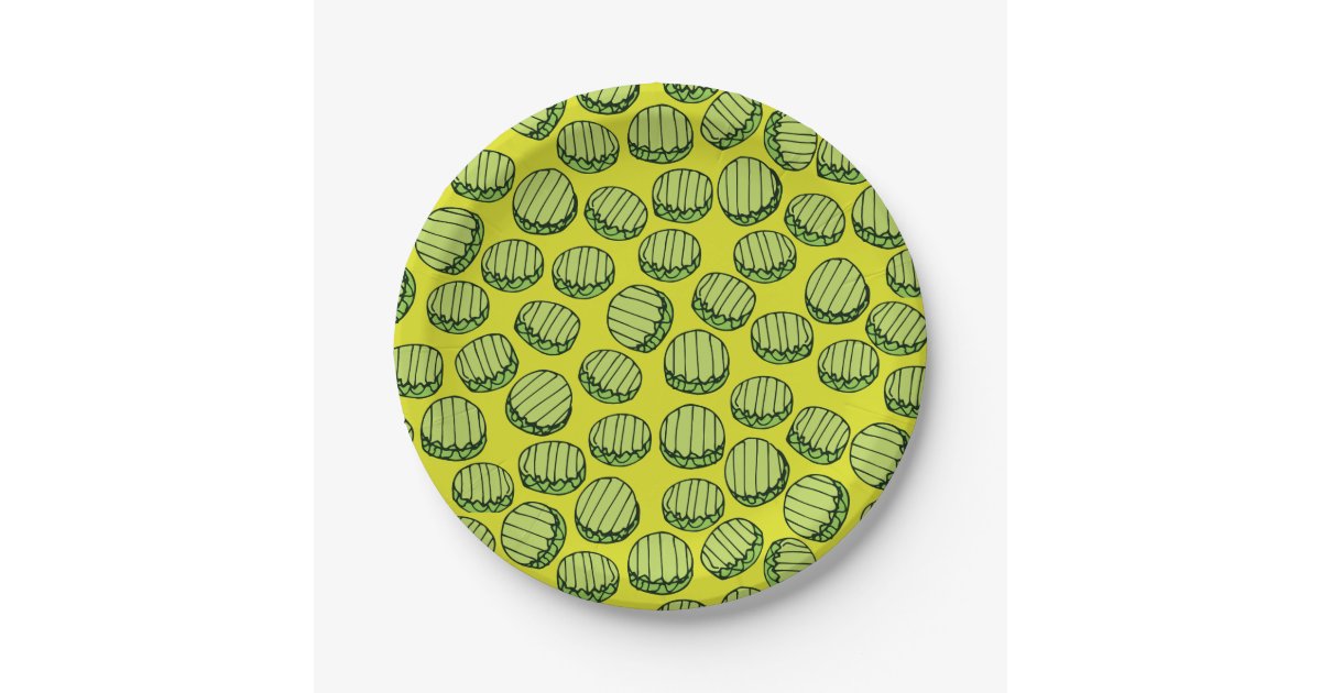 Sliced Pickles Pattern Paper Plates | Zazzle