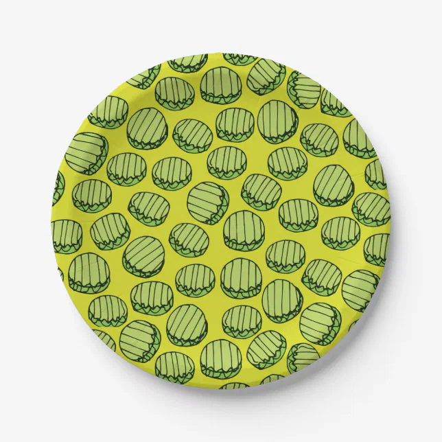 Sliced Pickles Pattern Paper Plates | Zazzle