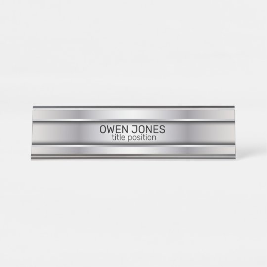 Slick Gray Metal Desk Name Plate | Zazzle.com
