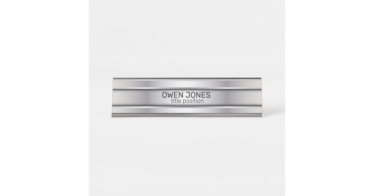 Slick Gray Metal Desk Name Plate | Zazzle