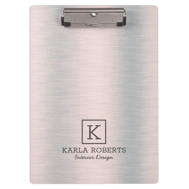 Slick metallic silver brushed aluminum background clipboard | Zazzle