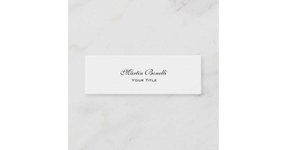 Slim Unique Calligraphy White Trendy Business Card | Zazzle