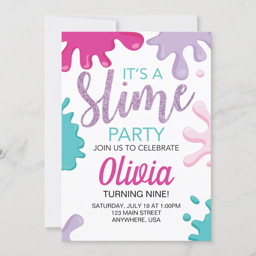 Slime birthday party invitation | Zazzle
