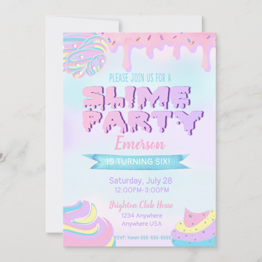 Slime Birthday Party invitations, dripping. invite | Zazzle