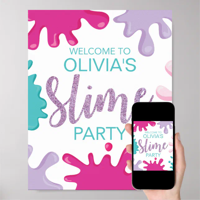 Slime birthday party personalized welcome sign | Zazzle