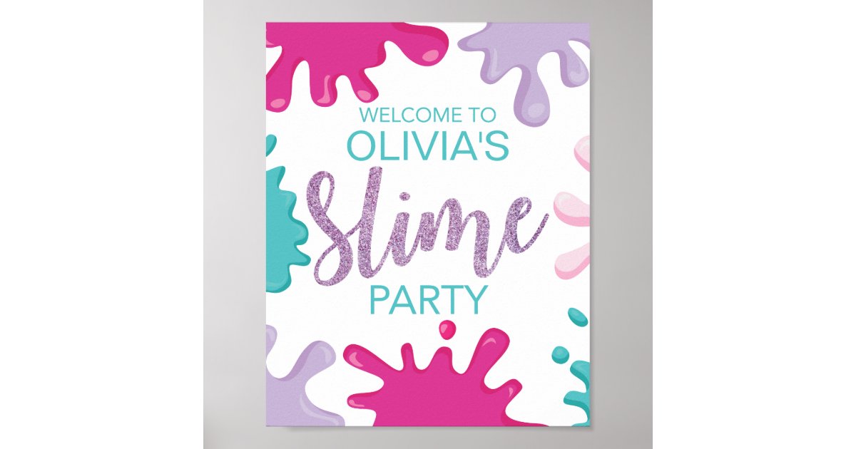Slime birthday party personalized welcome sign | Zazzle