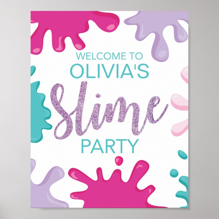 Slime birthday party personalized welcome sign | Zazzle