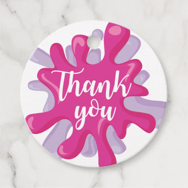 Slime Birthday Thank You Favor Tag Pink Purple | Zazzle