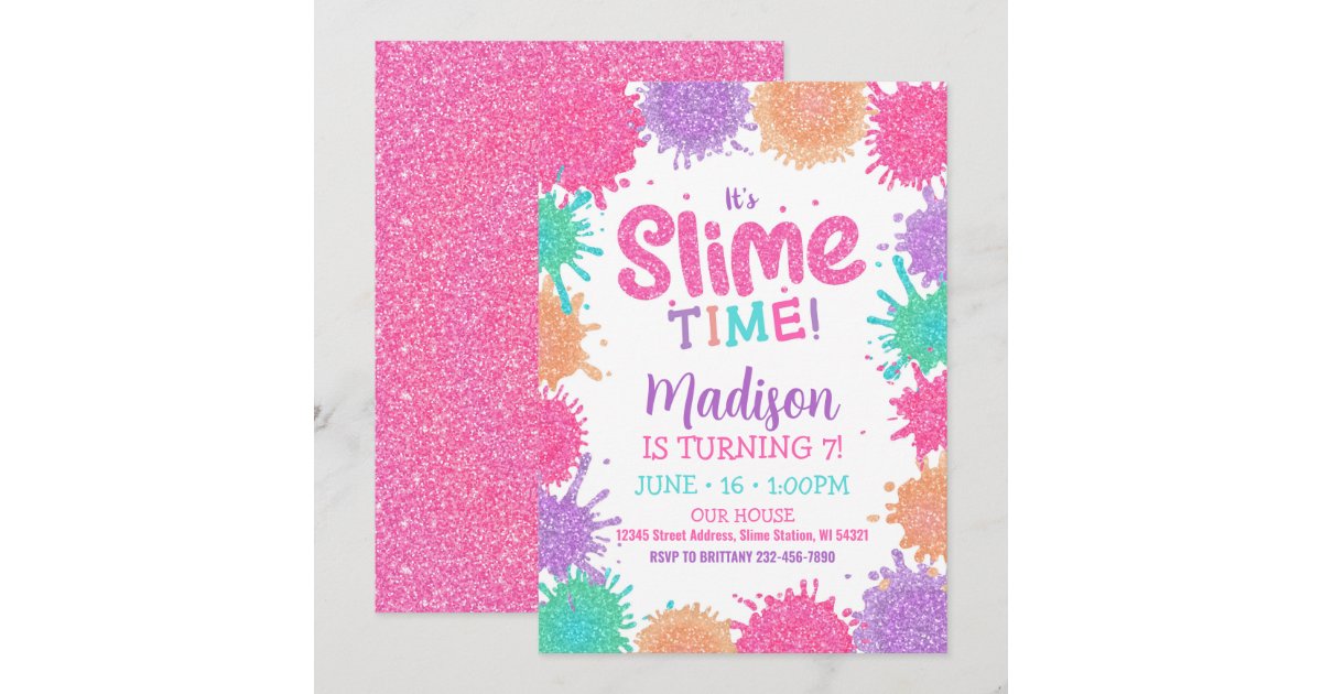 Slime Invitation, Slime Party Invitation | Zazzle