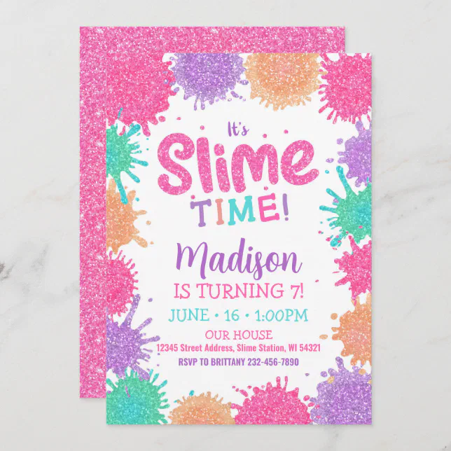 Slime Invitation, Slime Party Invitation | Zazzle