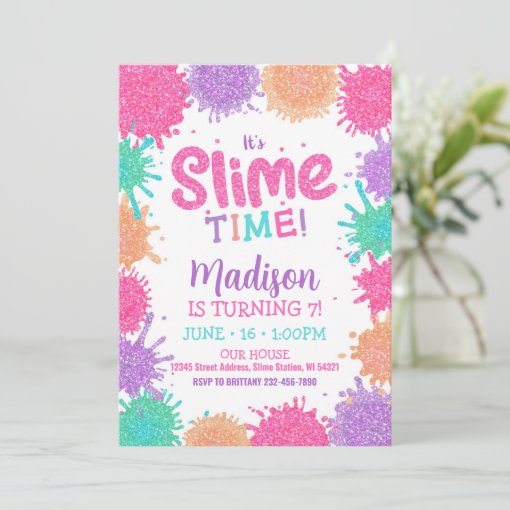 Slime Invitation, Slime Party Invitation | Zazzle