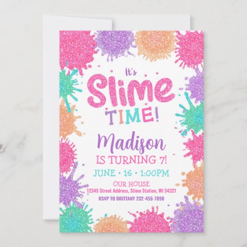 Slime Invitation, Slime Party Invitation | Zazzle