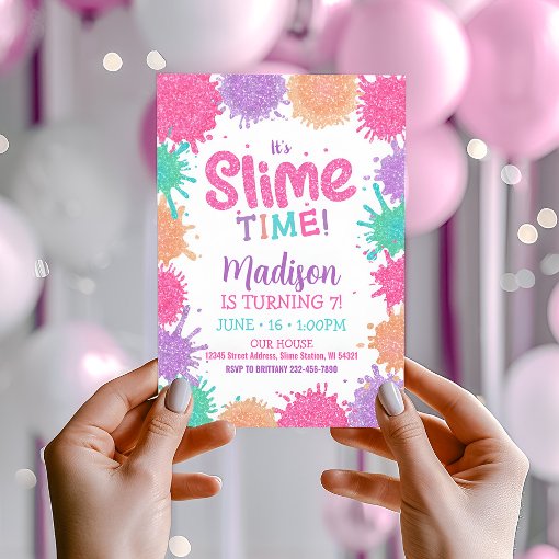 Slime Invitation, Slime Party Invitation | Zazzle