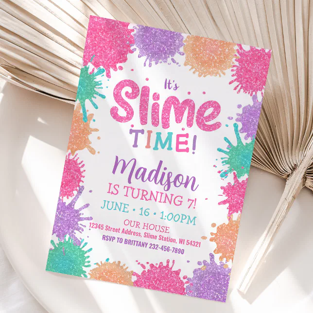 Slime Invitation, Slime Party Invitation | Zazzle