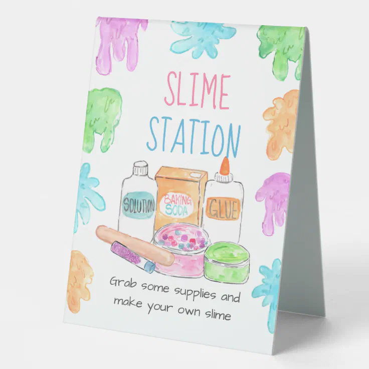 Slime kid birthday table sign | Zazzle