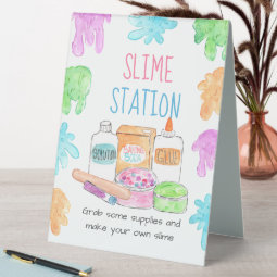 Slime kid birthday table sign | Zazzle