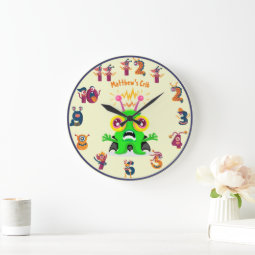 Slime Monster Named Kids Wall Clock Funny Cool | Zazzle