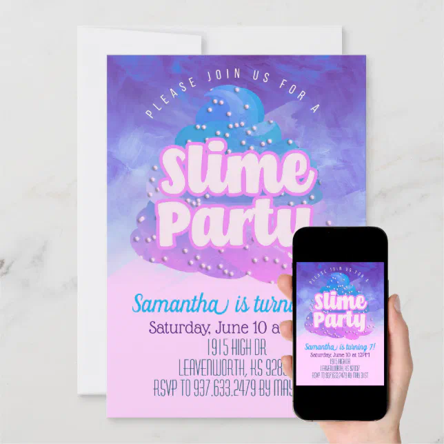 Slime Party Birthday Invitation | Zazzle