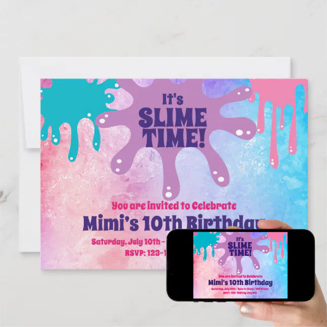 Slime Party Birthday Party Invite | Zazzle