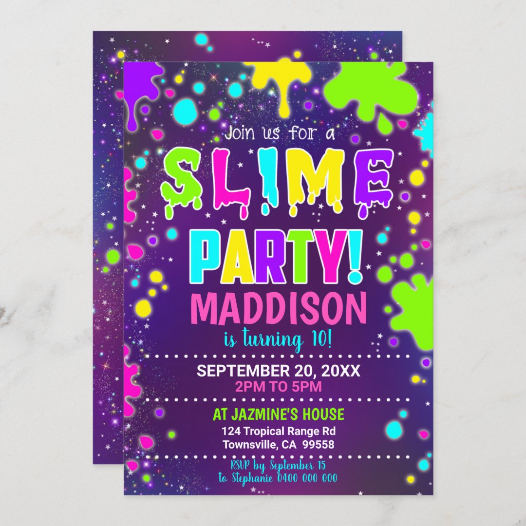 Slime Party Invitation Slime Birthday Invitation | Zazzle