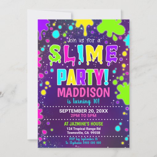 Slime Party Invitation Slime Birthday Invitation | Zazzle