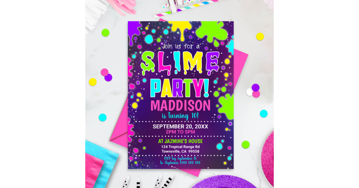 Slime Party Invitation Slime Birthday Invitation | Zazzle