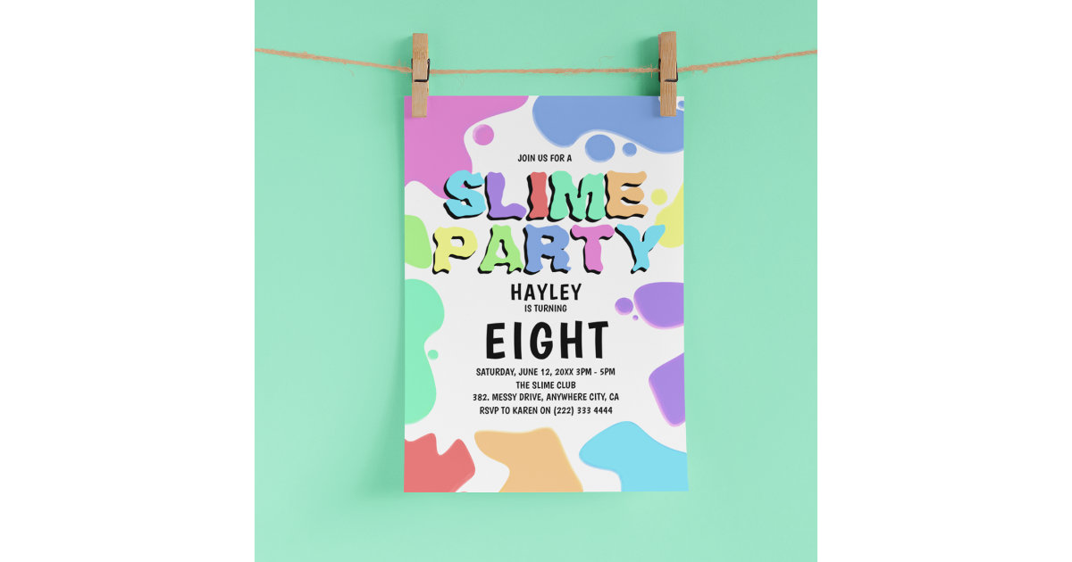 SLIME PARTY Kids Birthday Party Invitation | Zazzle