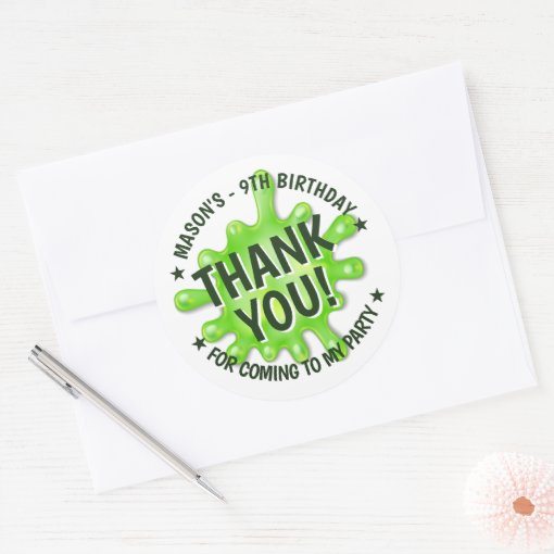 Slime Party Thank You Classic Round Sticker | Zazzle